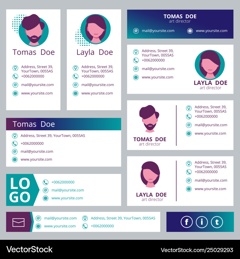 Mail signature template office business Royalty Free Vector