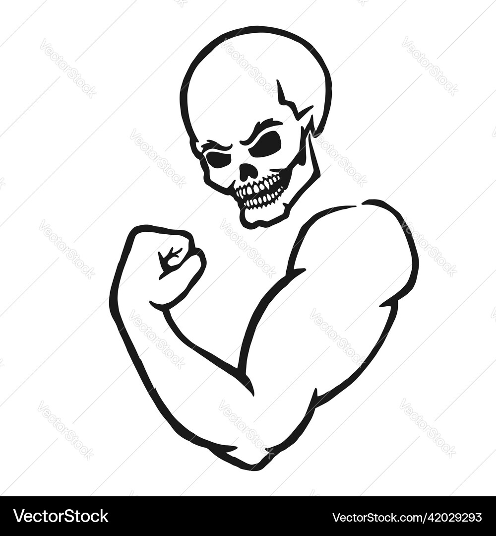 Male bodybuilder flexing his biceps outline Vector Image