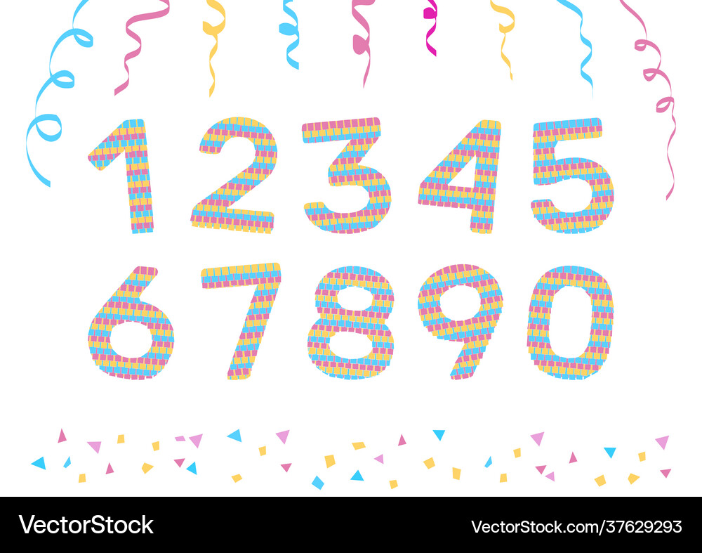 Number shaped pinatas for greeting cards Vector Image