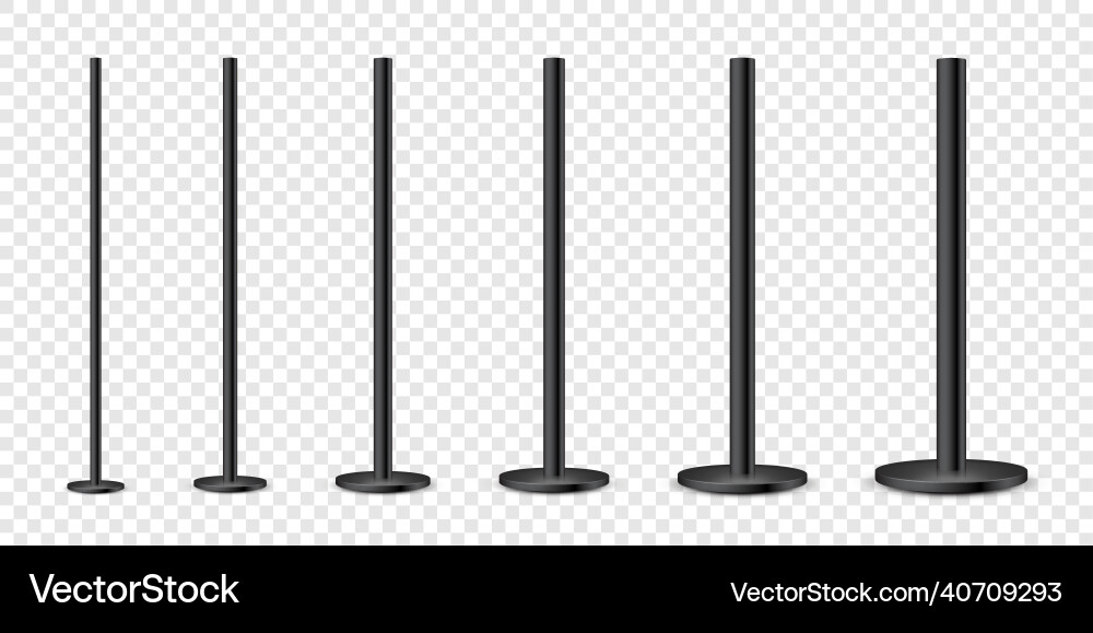 Realistic metal poles collection isolated Vector Image
