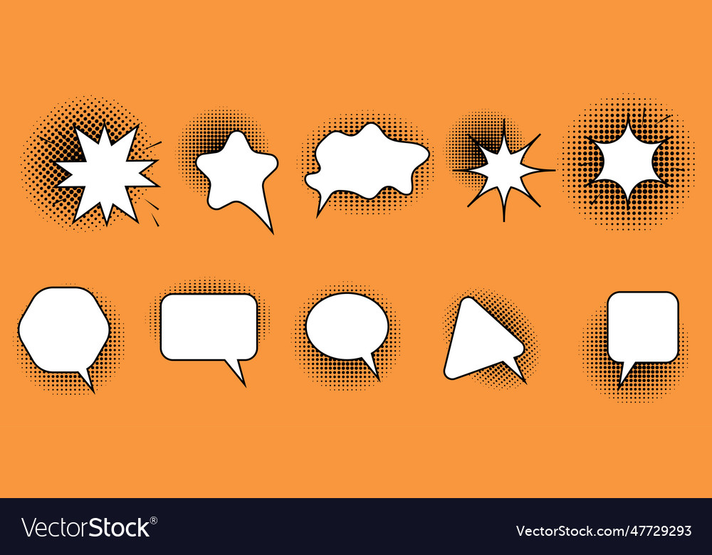 Retro empty comic speech bubbles set with black Vector Image