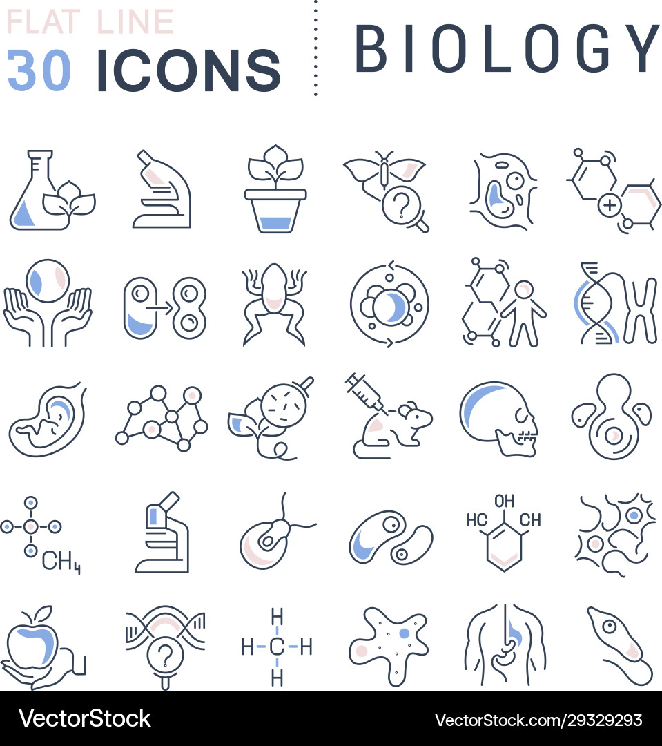 Set line icons biology Royalty Free Vector Image