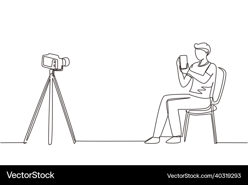 Single one line drawing blogger review and test Vector Image