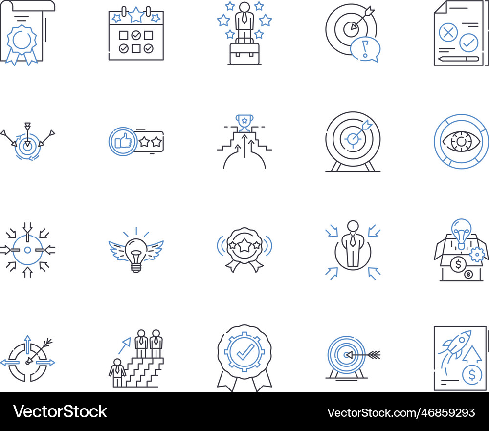 Success benchmarks line icons collection goals Vector Image