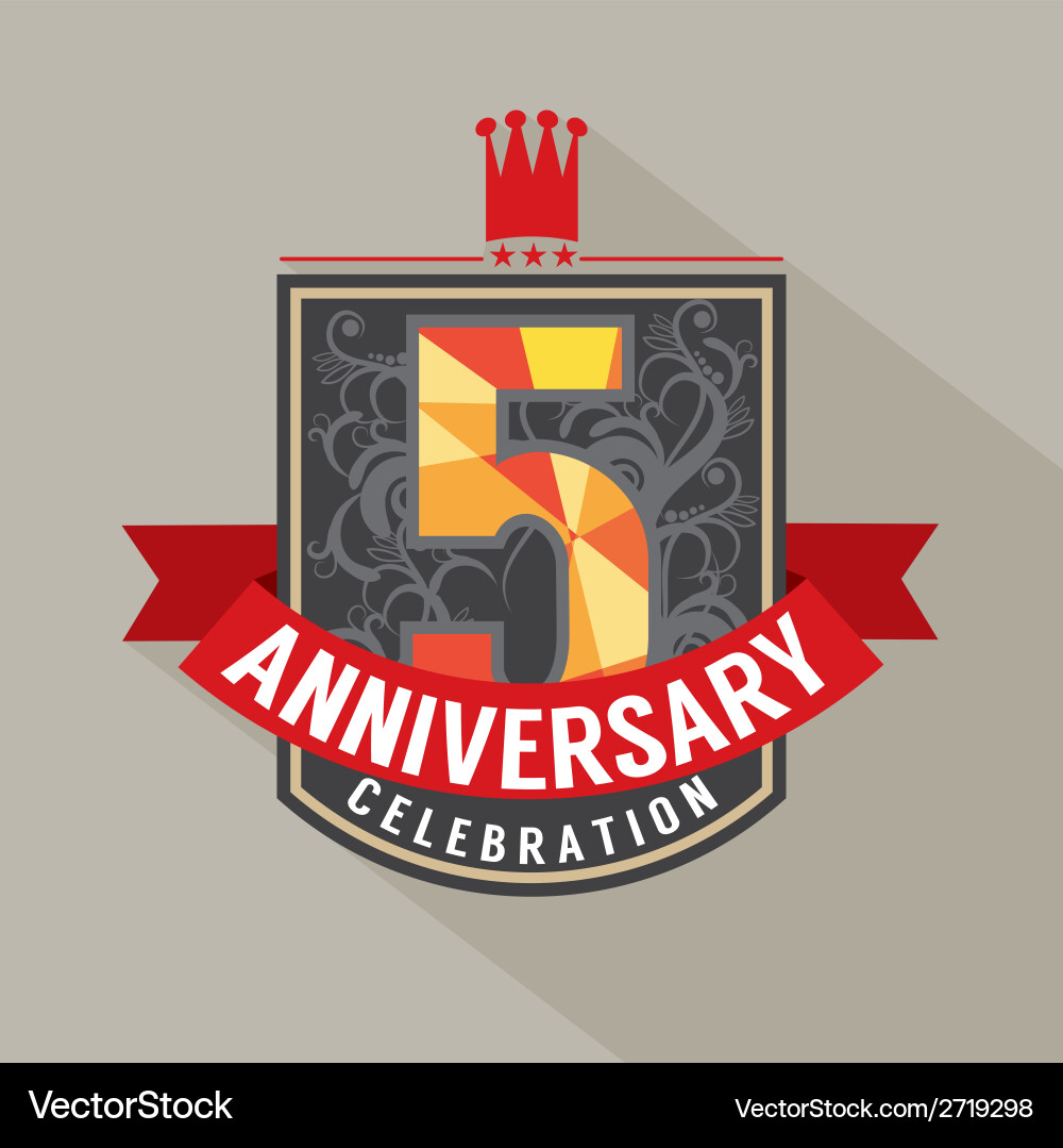 5 years anniversary badge design Royalty Free Vector Image