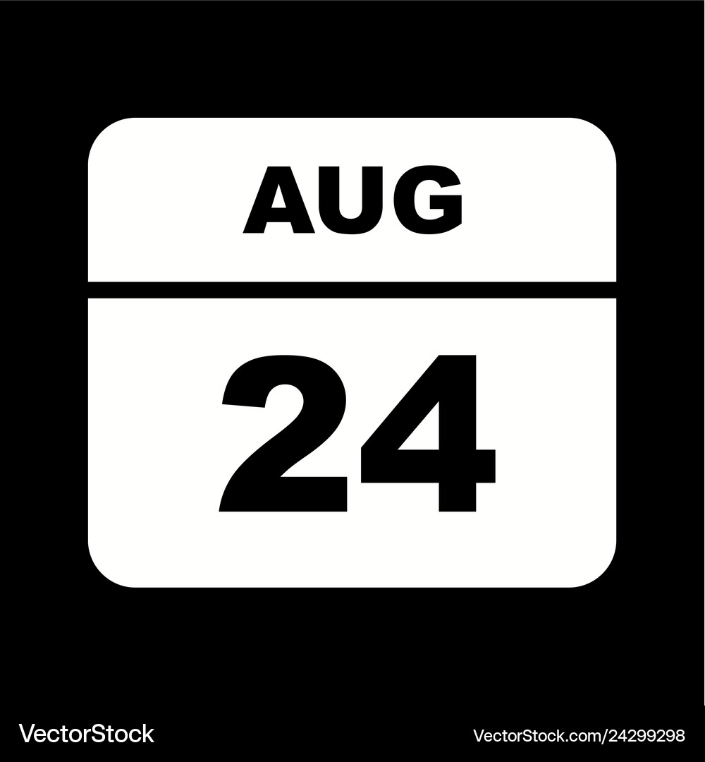 August 24th date on a single day calendar Vector Image
