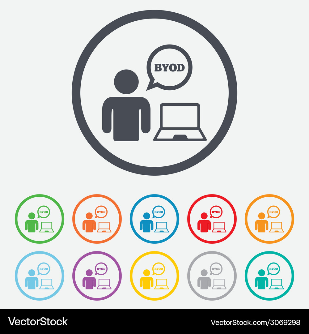 Byod sign icon bring your own device symbol Vector Image