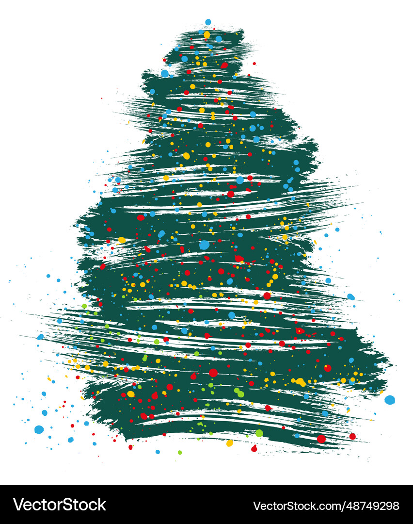 Christmas tree grunge brush drawing art Royalty Free Vector