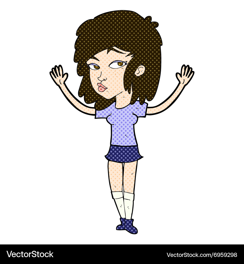 Comic cartoon pretty girl Royalty Free Vector Image