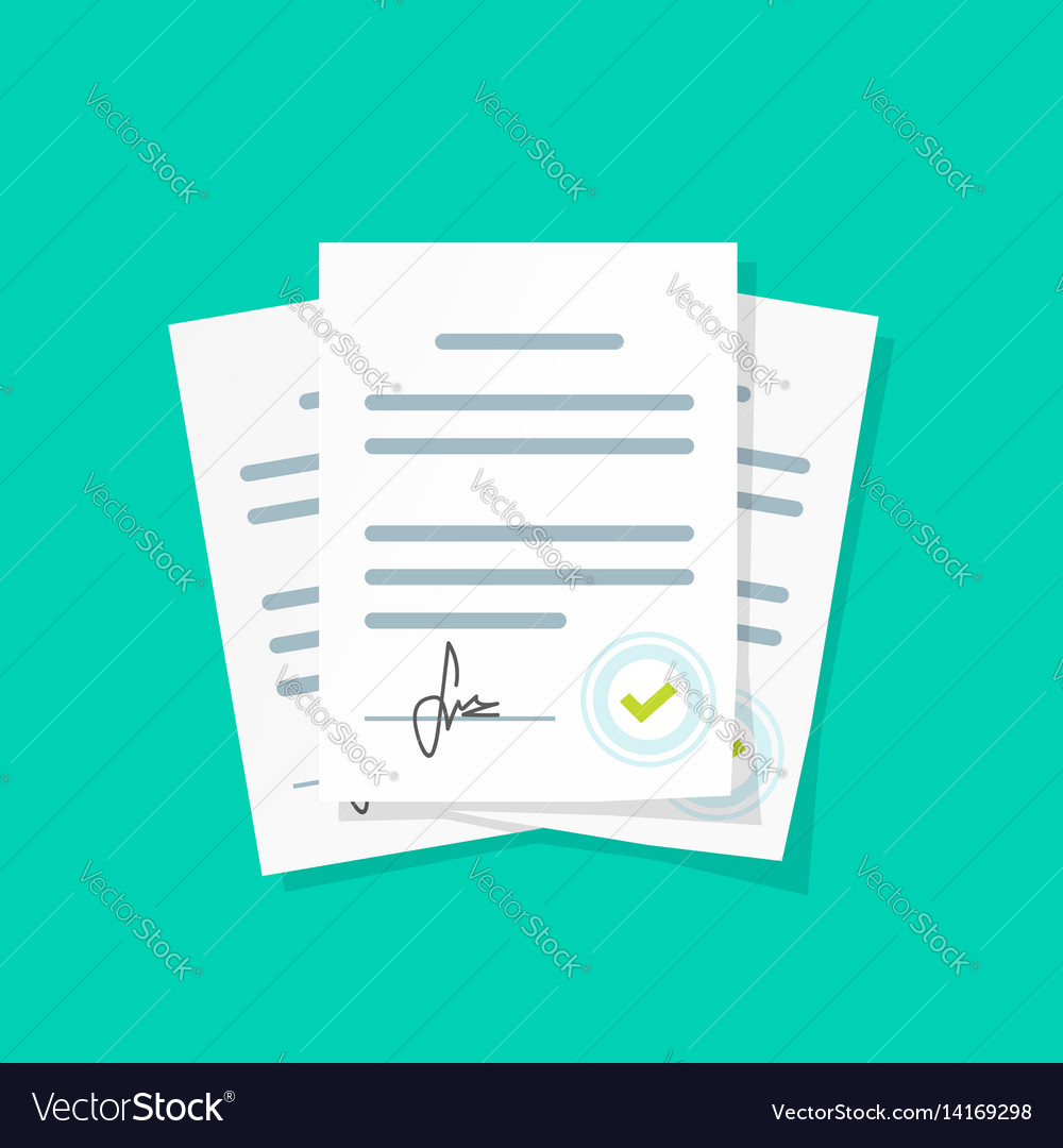 Contract documents pile stack Royalty Free Vector Image