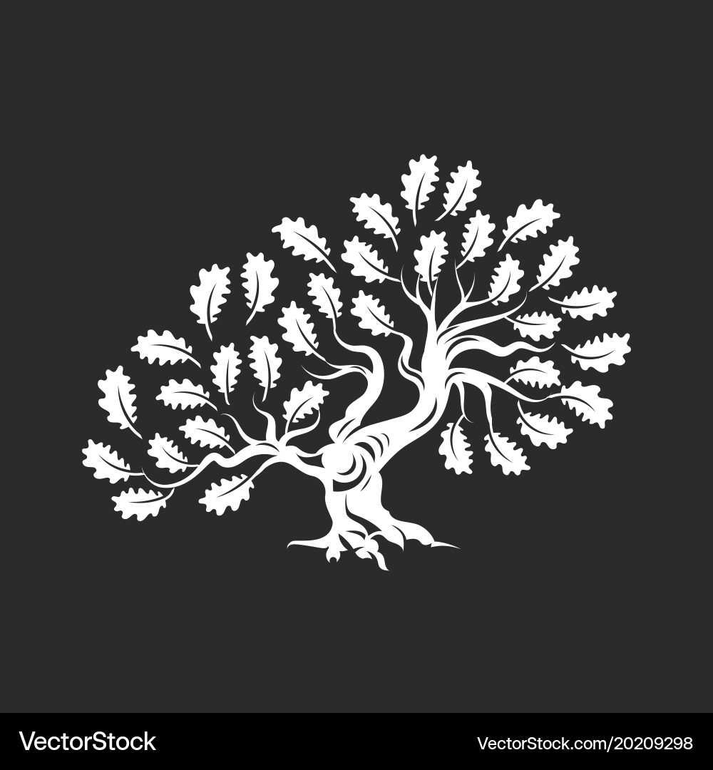 Huge and sacred oak tree silhouette logo Vector Image