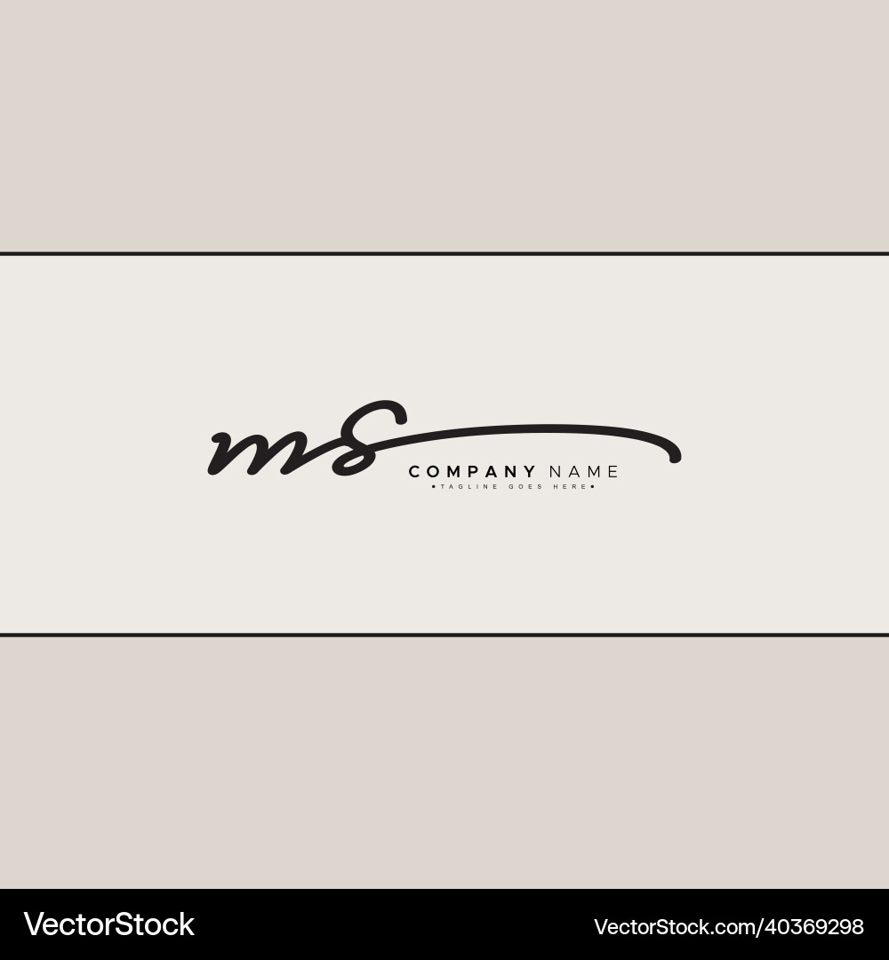 Initial letter ms logo - hand drawn signature Vector Image