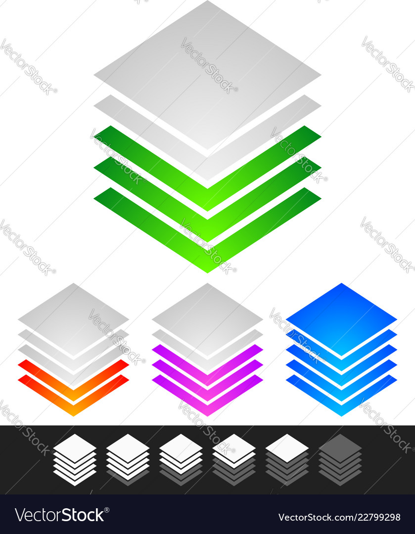 Layered stacks progress level indicator symbol Vector Image
