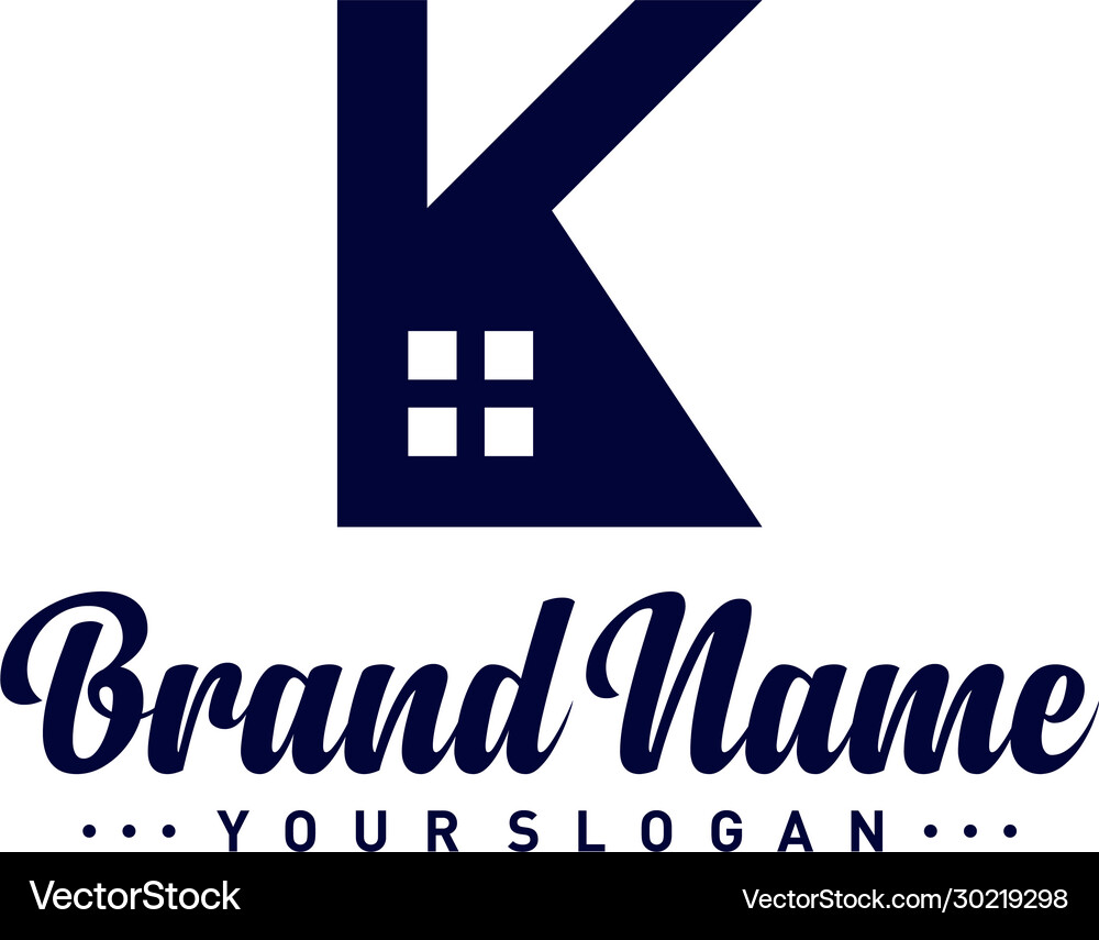 Letter k house logo template creative home Vector Image