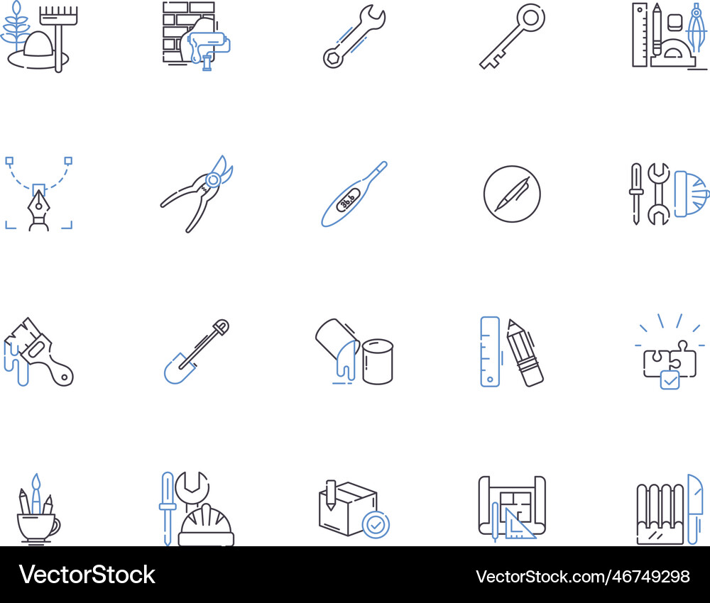 Materials outline icons collection fabrics Vector Image
