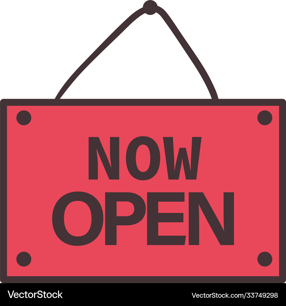 Now open banner line and fill style icon Vector Image