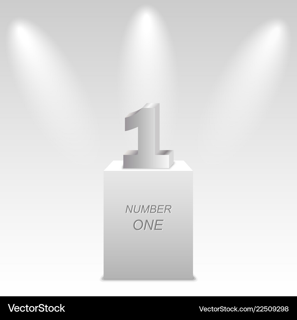 Number 1 one on podium on white background Vector Image
