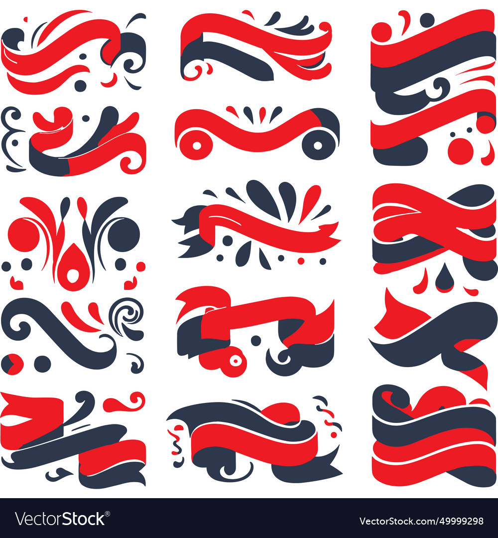 Red banner ribbon set Royalty Free Vector Image Red banner ribbon set Royalty Free Vector Image
