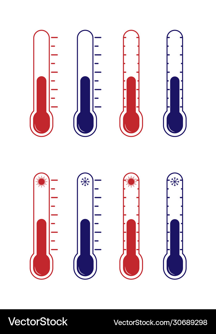 Set icons thermometer with hot and cold Royalty Free Vector