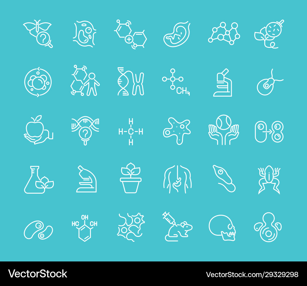 Set line icons biology Royalty Free Vector Image