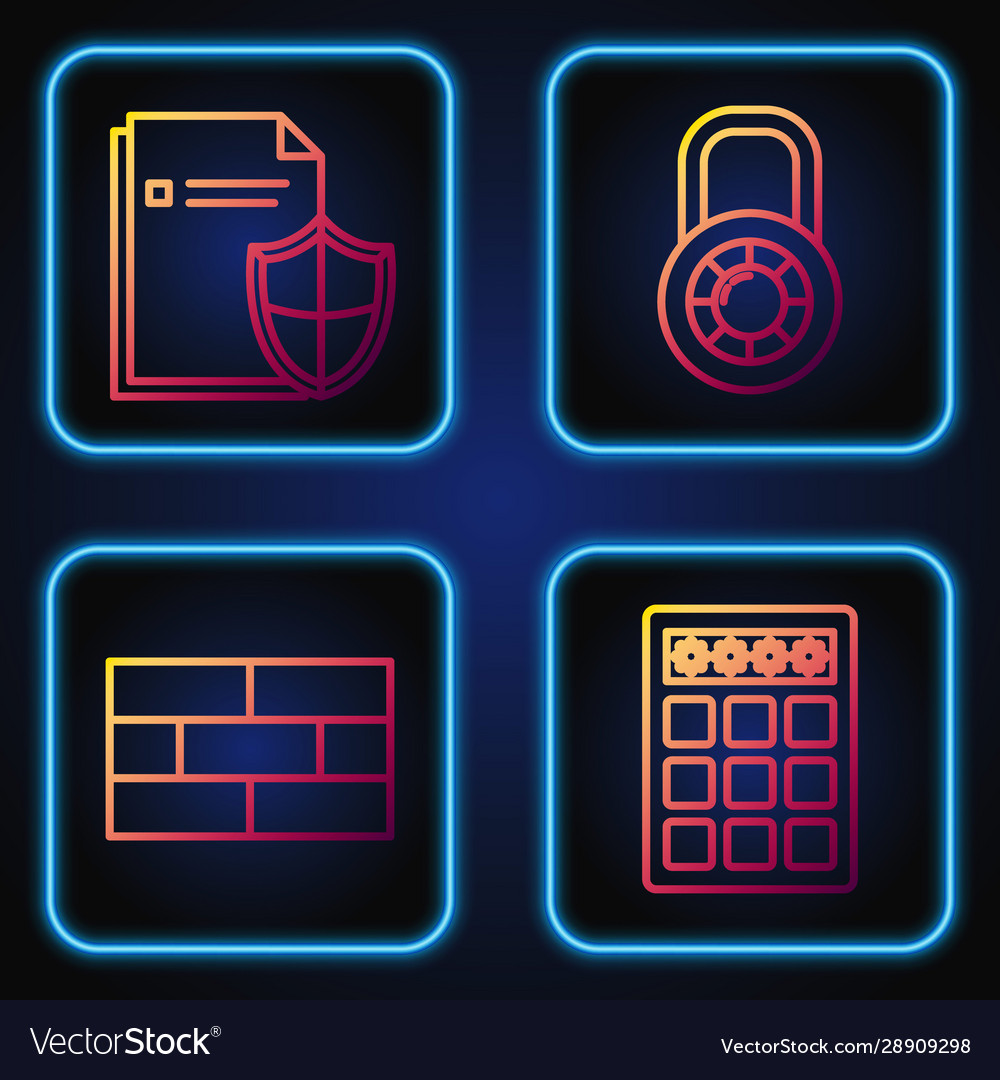 Set Line Password Protection And Safety Access Vector Image