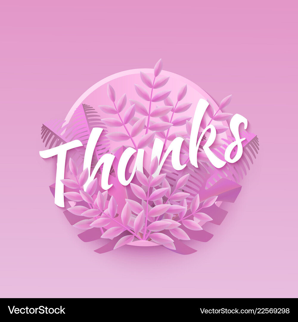 Thanks word pink natural Royalty Free Vector Image
