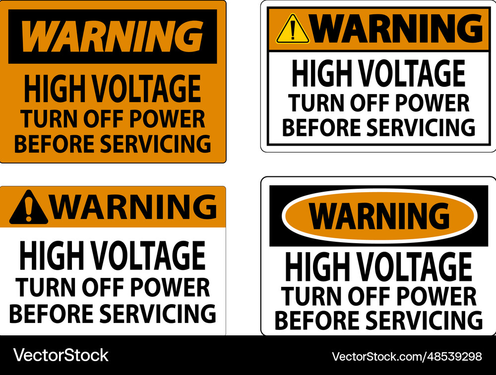 Warning sign high voltage turn off power before Vector Image