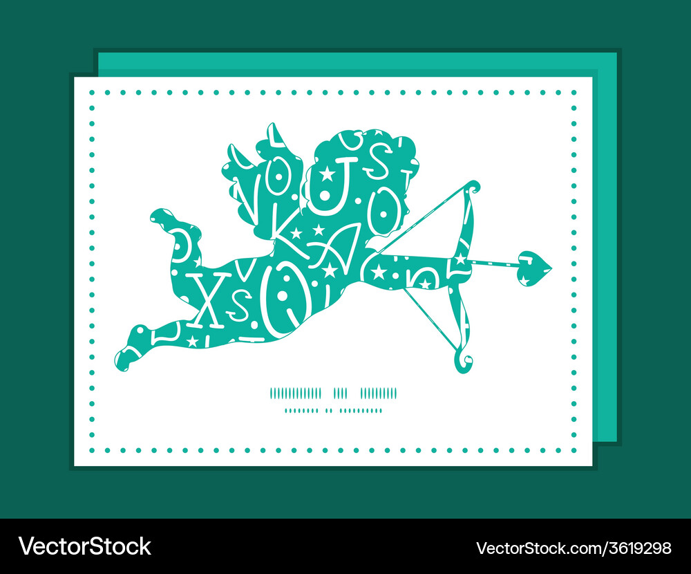 White on green alphabet letters shooting cupid Vector Image