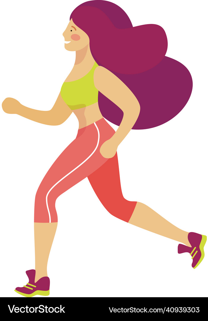 A girl jogging isolated on white Royalty Free Vector Image