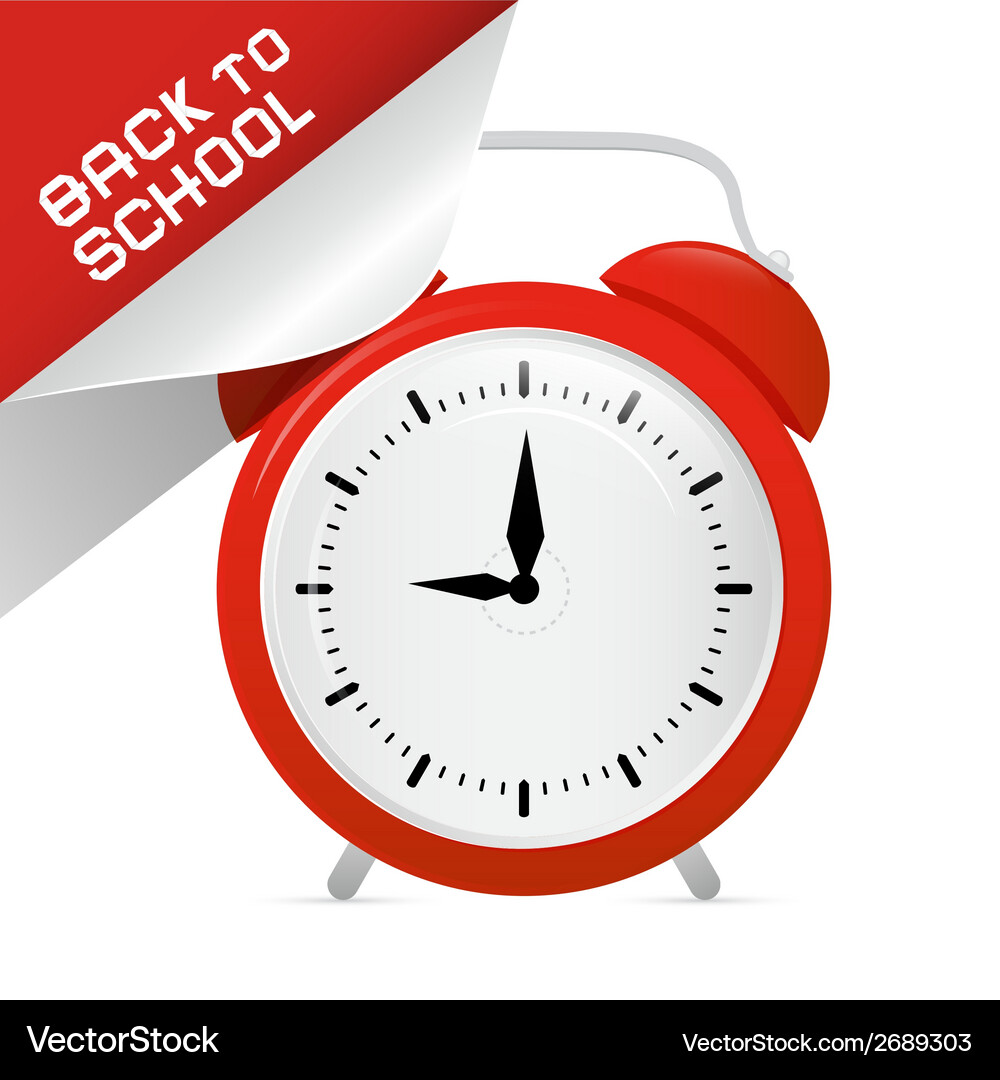 Back to school retro with alarm clock Royalty Free Vector