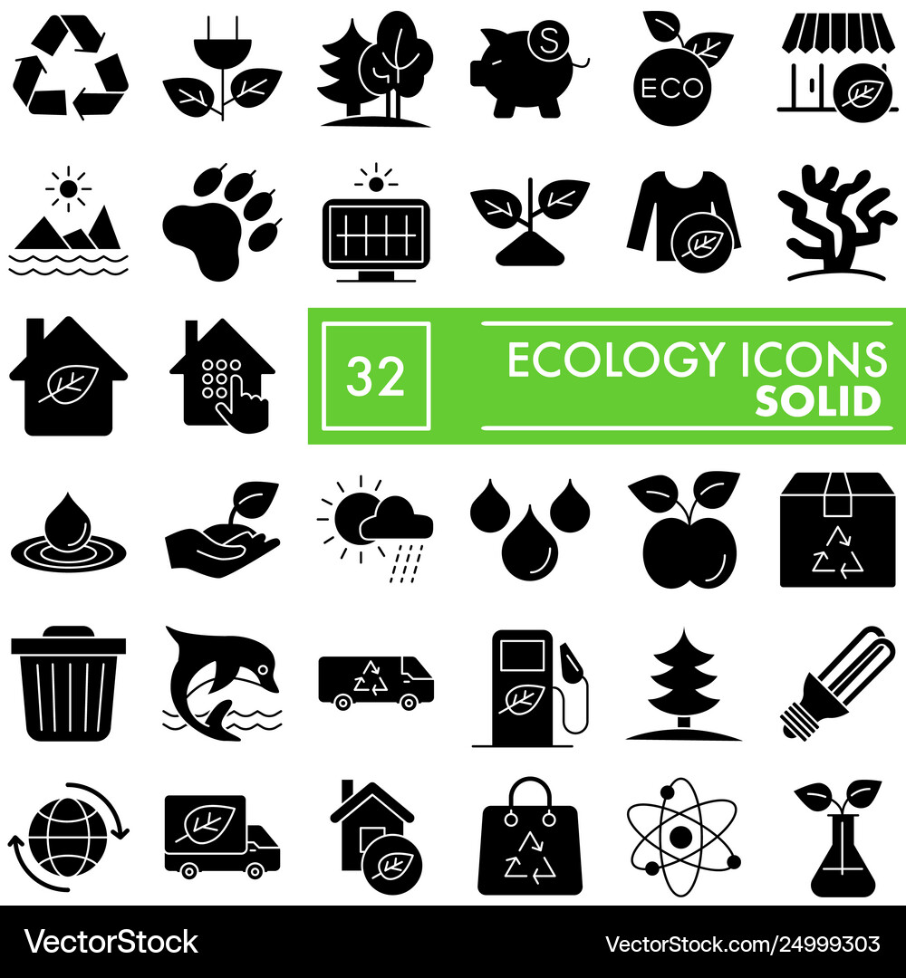 Ecology glyph icon set environment symbols Vector Image