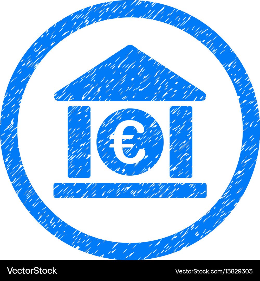 Euro bank rounded icon rubber stamp Royalty Free Vector