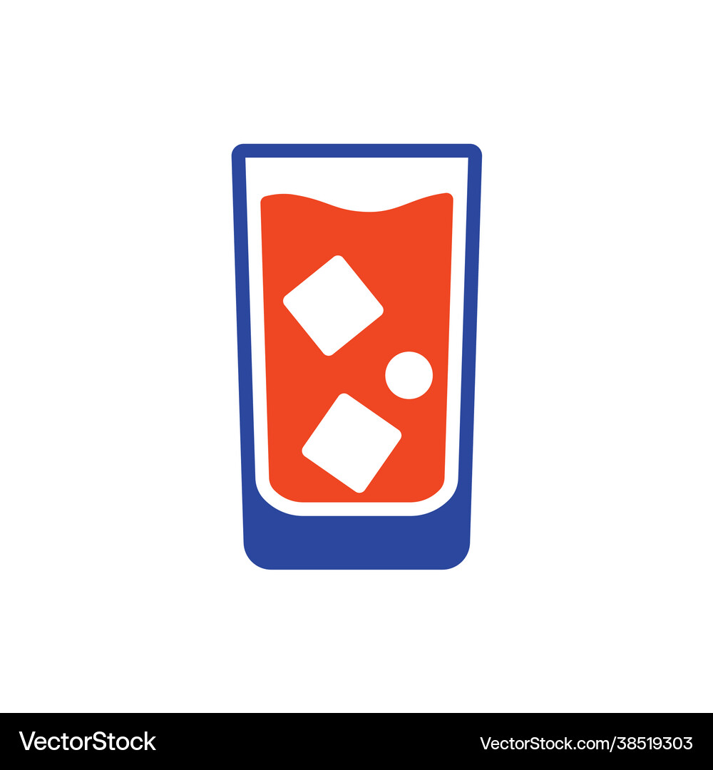 Glass water with ice glyph icon Royalty Free Vector Image