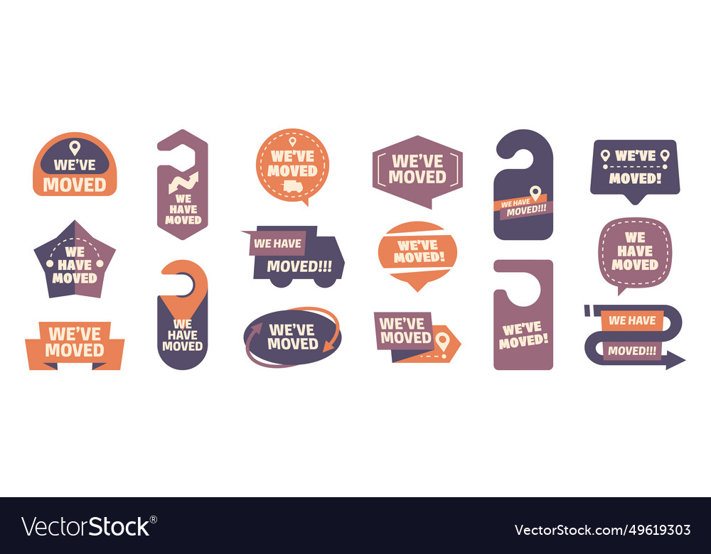 Have moved labels relocation banner with pointer Vector Image