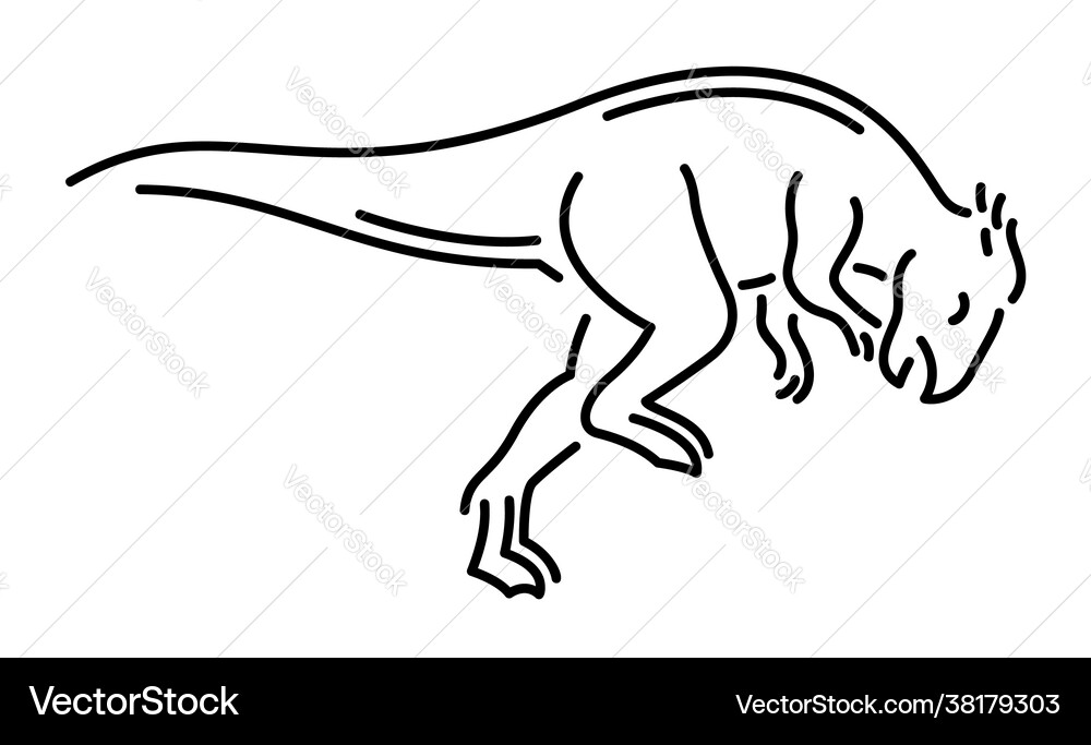 Line art with stylized dinosaur silhouette Vector Image