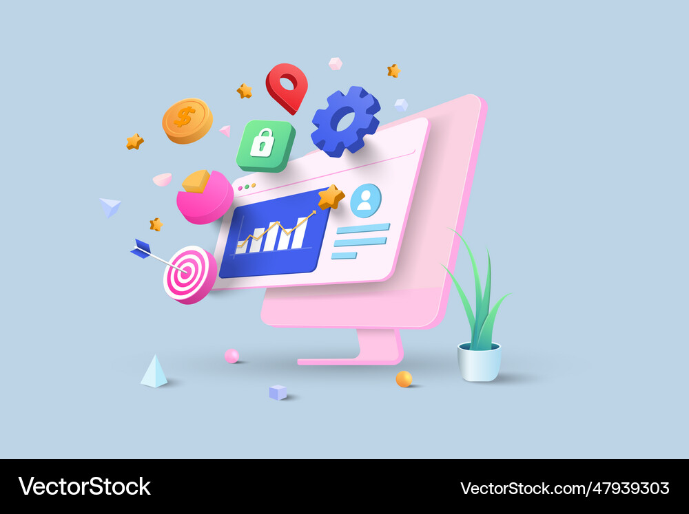 Modern 3d of seo analysis concept Royalty Free Vector Image