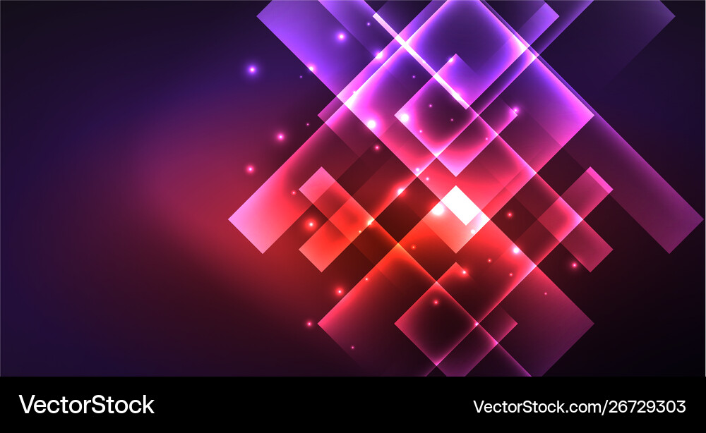 Neon shiny color squares on black modern template Vector Image