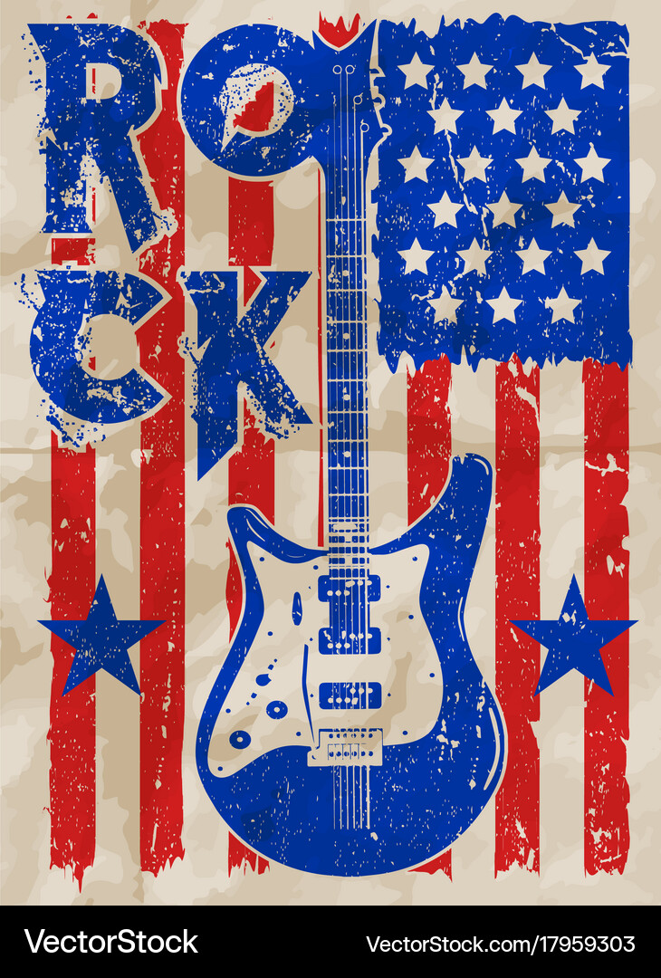 Rock poster vintage and roll typographic Vector Image