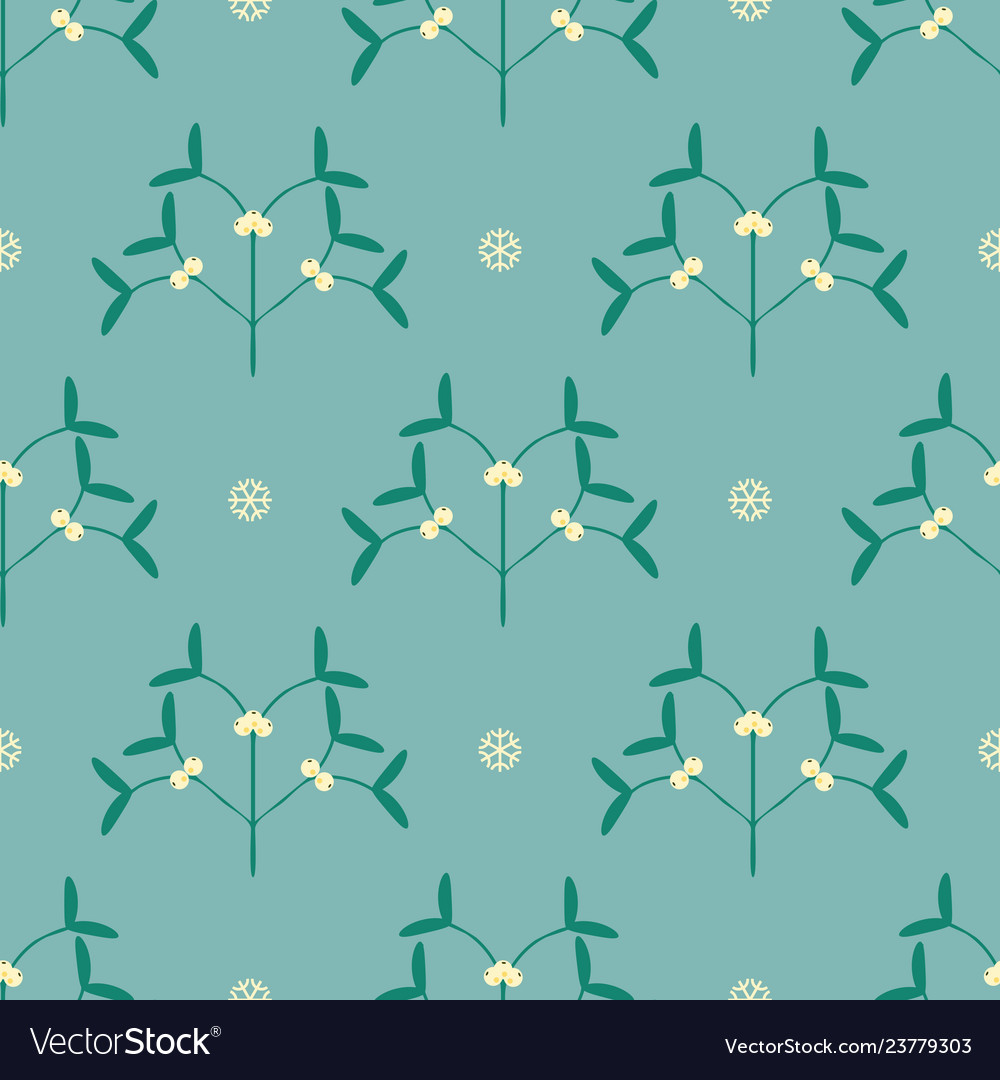 Seamless mistletoe pattern Royalty Free Vector Image