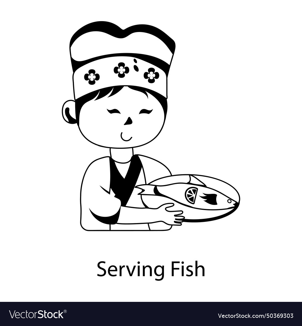 Serving fish Royalty Free Vector Image - VectorStock