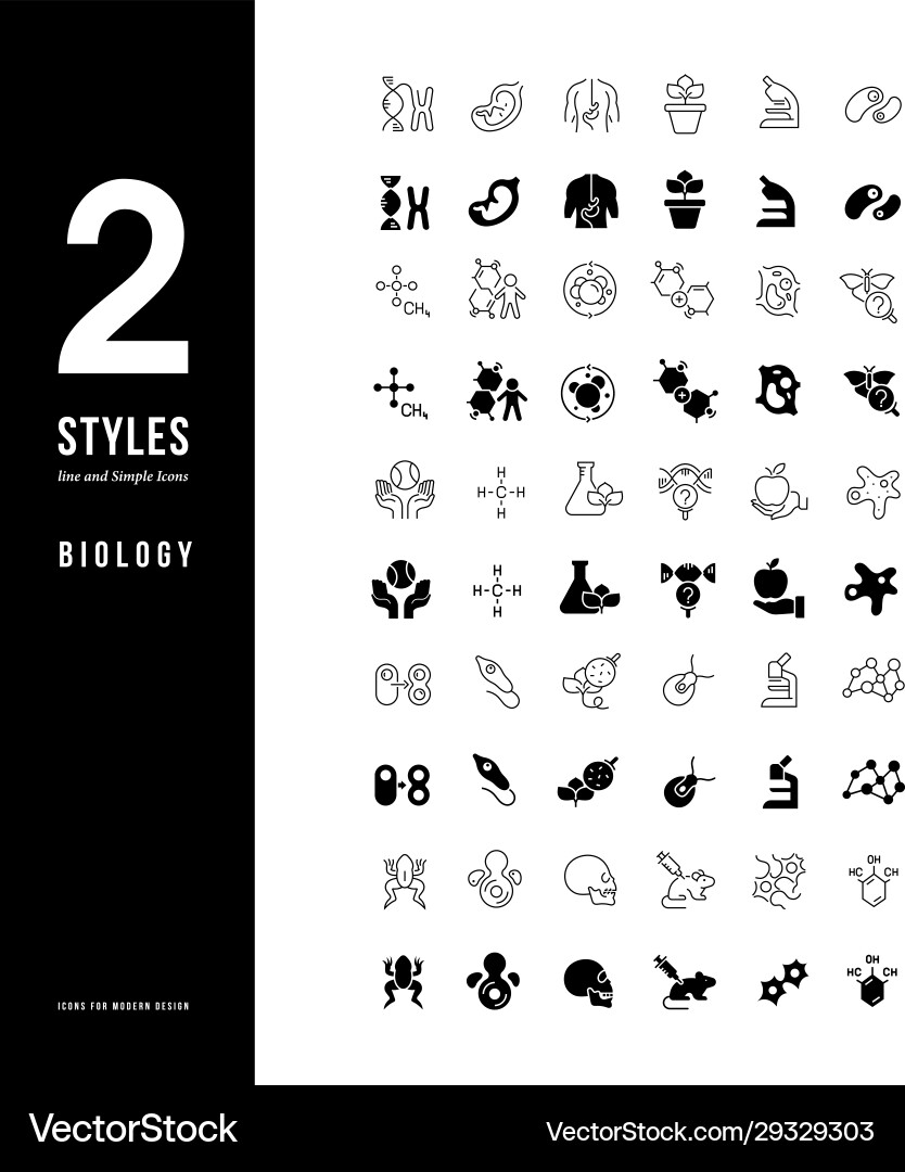 Simple line icons biology Royalty Free Vector Image
