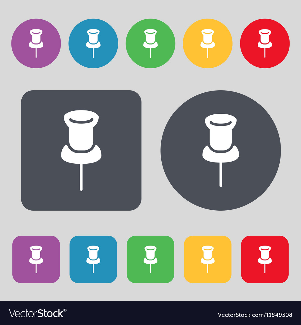 Clip icon sign a set 12 colored buttons flat Vector Image