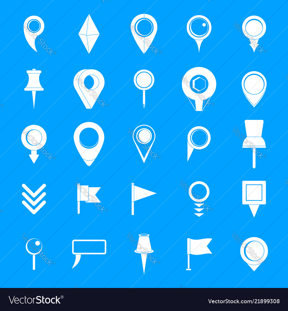 Map pointer icons set simple style Royalty Free Vector Image