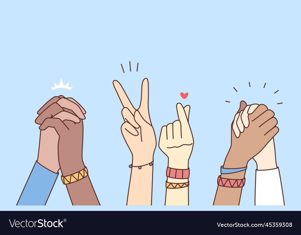 Multiethnic people holding hands Royalty Free Vector Image Multiethnic people holding hands Royalty Free Vector Image