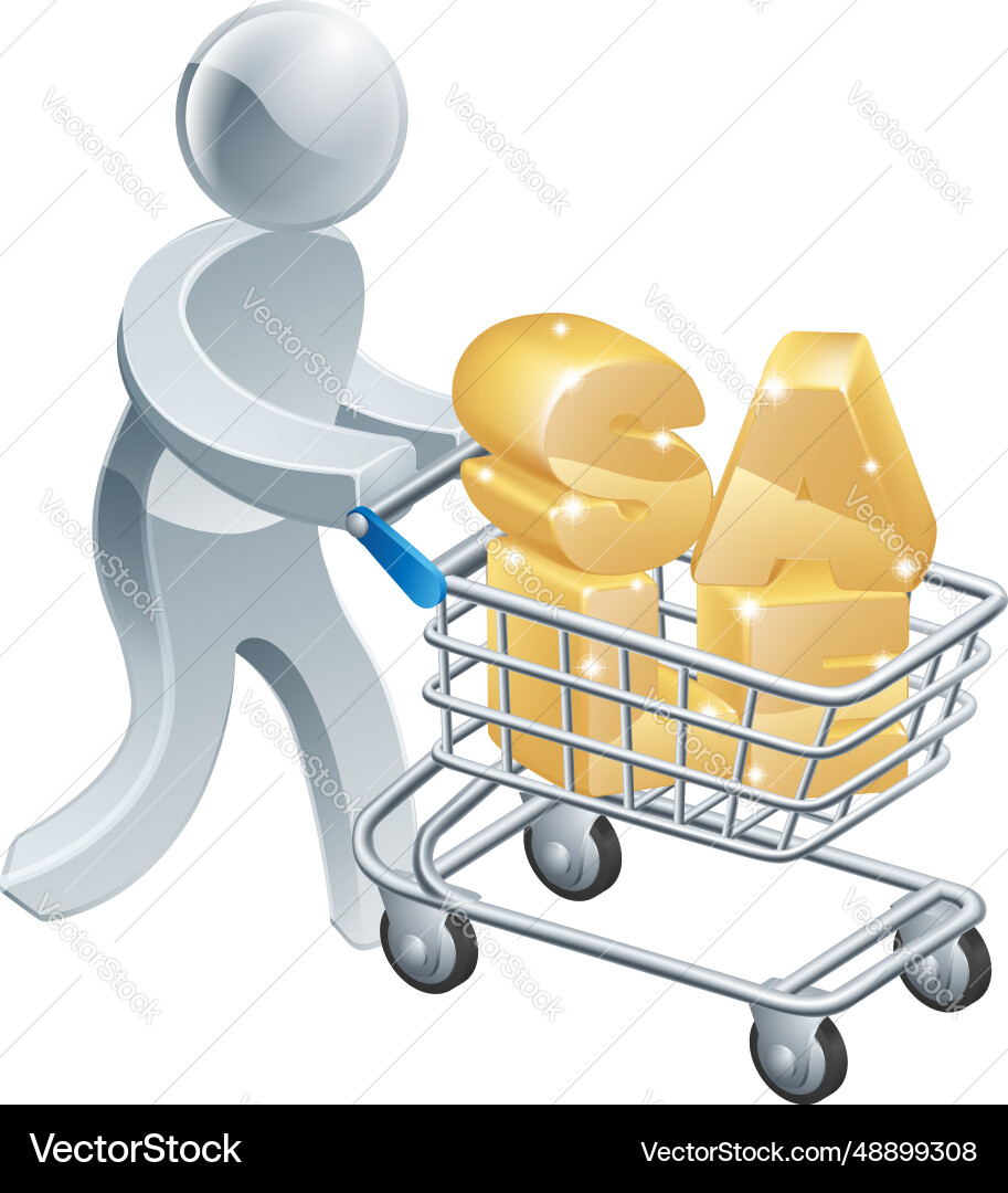 Sale trolley person Royalty Free Vector Image - VectorStock