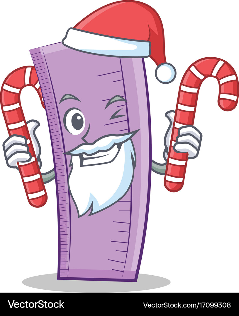 Santa with candy ruler character cartoon style Vector Image