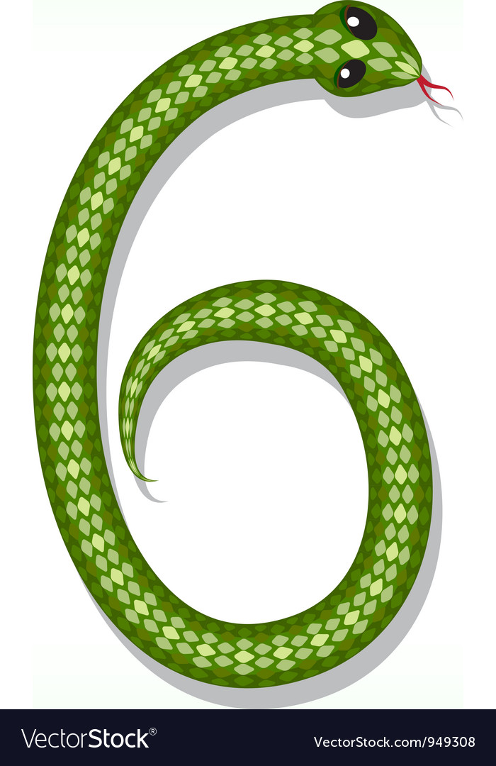 Snake font digit 6 Royalty Free Vector Image - VectorStock Snake font digit 6 Royalty Free Vector Image - VectorStock