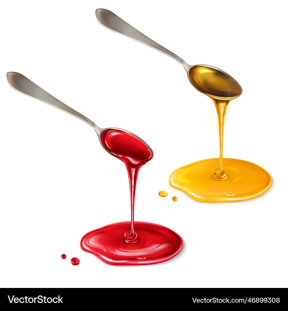 Sweet honey and jam dripping from a spoon Vector Image
