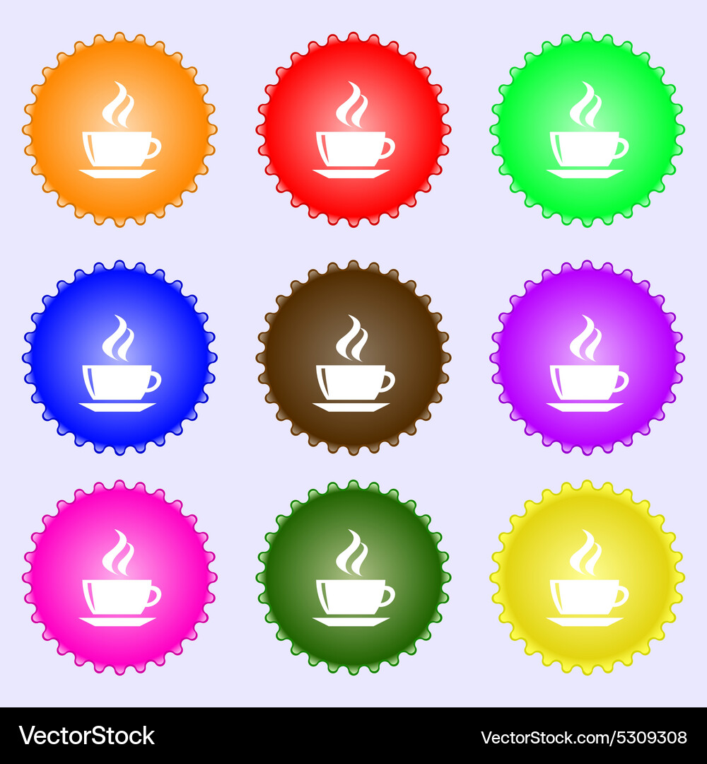 Tea coffee icon sign a set of nine different Vector Image