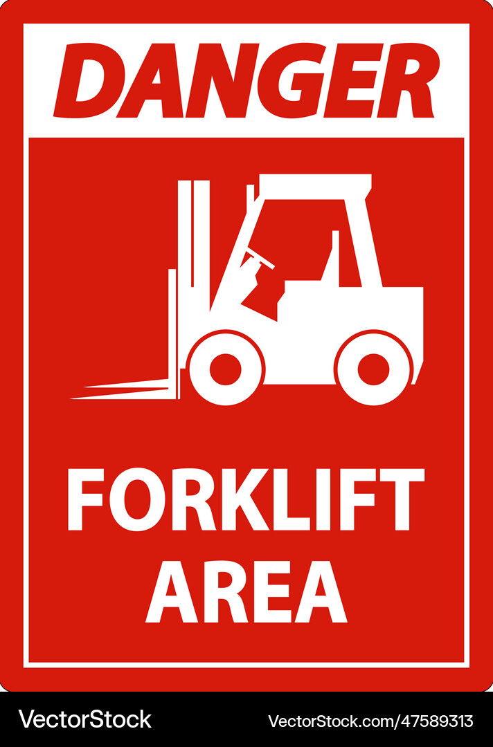 2-way danger forklift area sign on white Vector Image